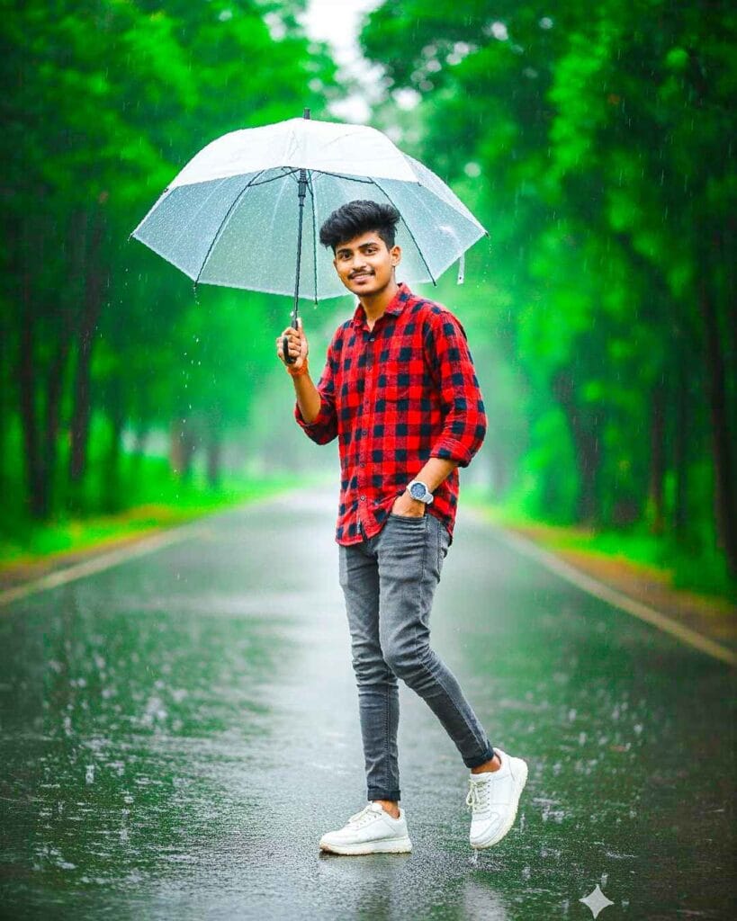 Google Gemini Rainy Ai Photo Editing Prompt - 100% Real Face