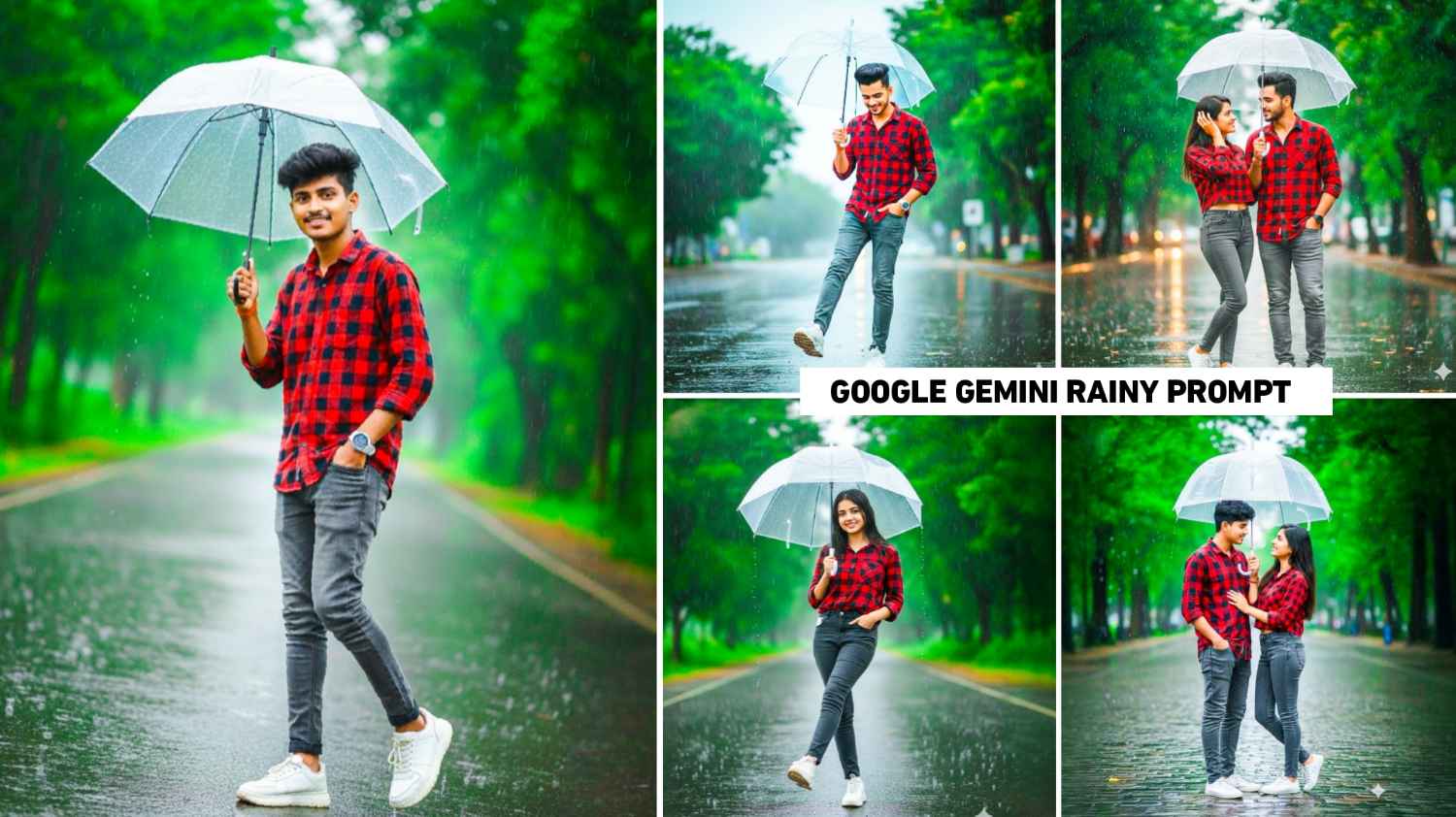 Google Gemini Rainy Ai Photo Editing Prompt - 100% Real Face